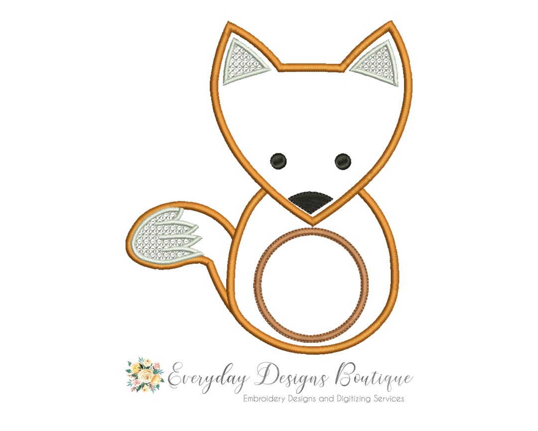 Fox Monogram Applique Machine Embroidery Design (digital Download) - Etsy