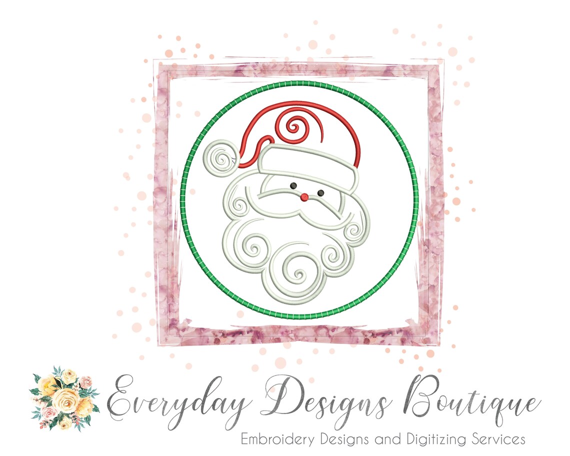 Santa Face Patch Machine Embroidery Applique Design Santa - Etsy