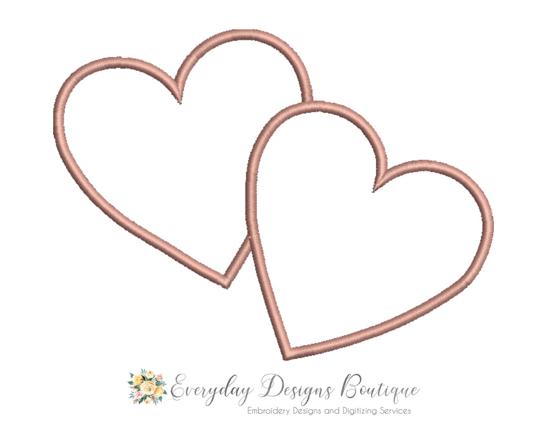 Double Heart Applique Embroidery Design (instant Download) - Etsy
