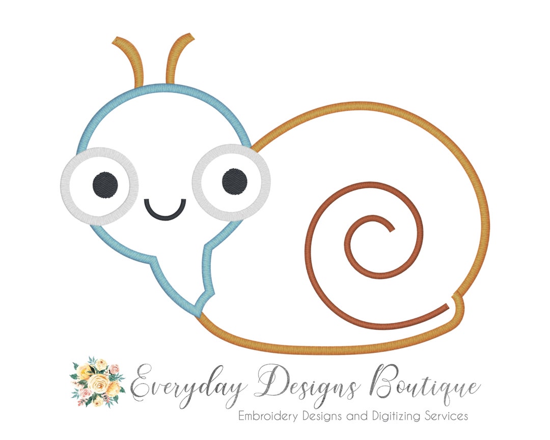 Snail 2 Machine Embroidery Applique Design - Snail Applique - Summer ...