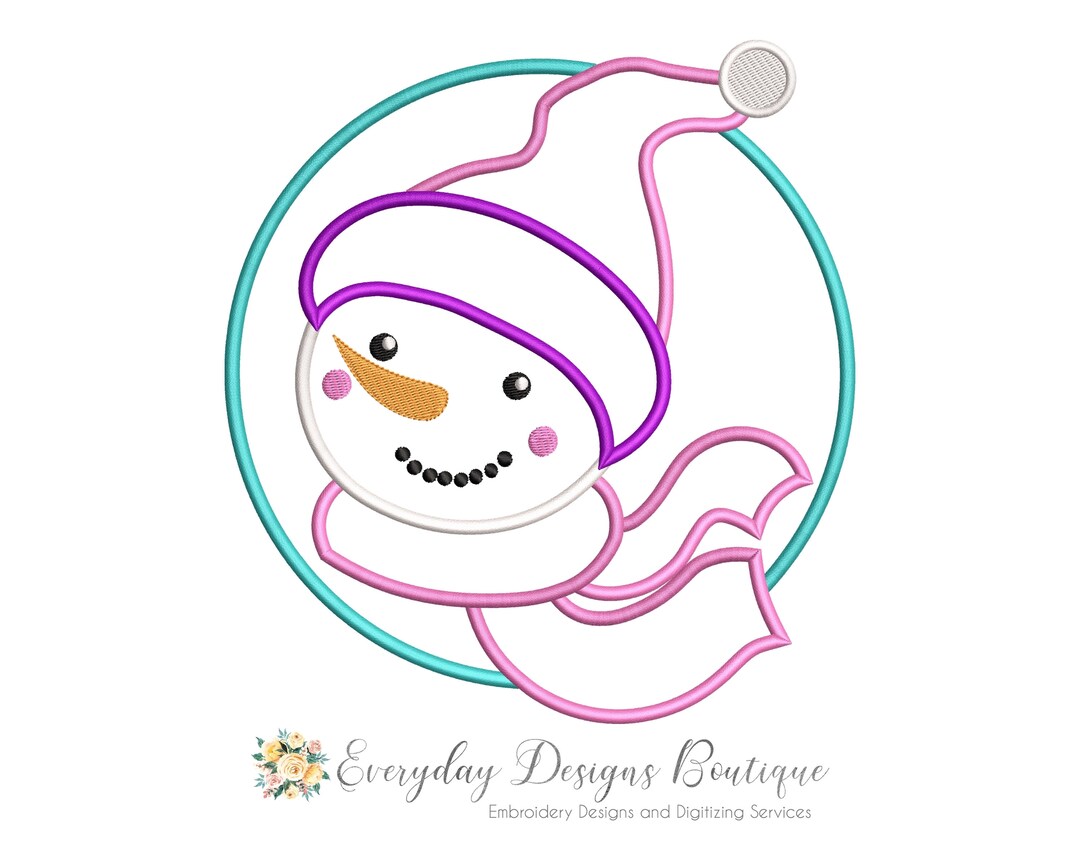 Snowman Fun Applique Design for Machine Embroidery - Snowman Applique ...