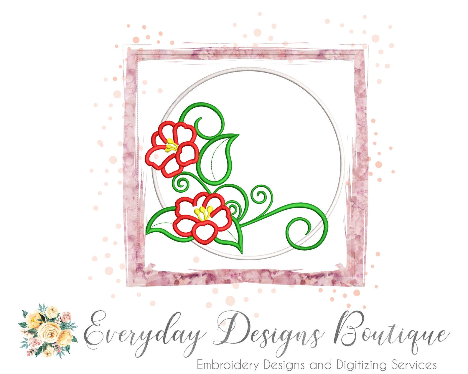 In the Hoop Flowers Mug Rug Machine Embroidery Applique Design - Etsy
