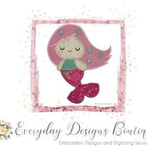 Little Mermaid Digital Embroidery Applique Design for Machine ...