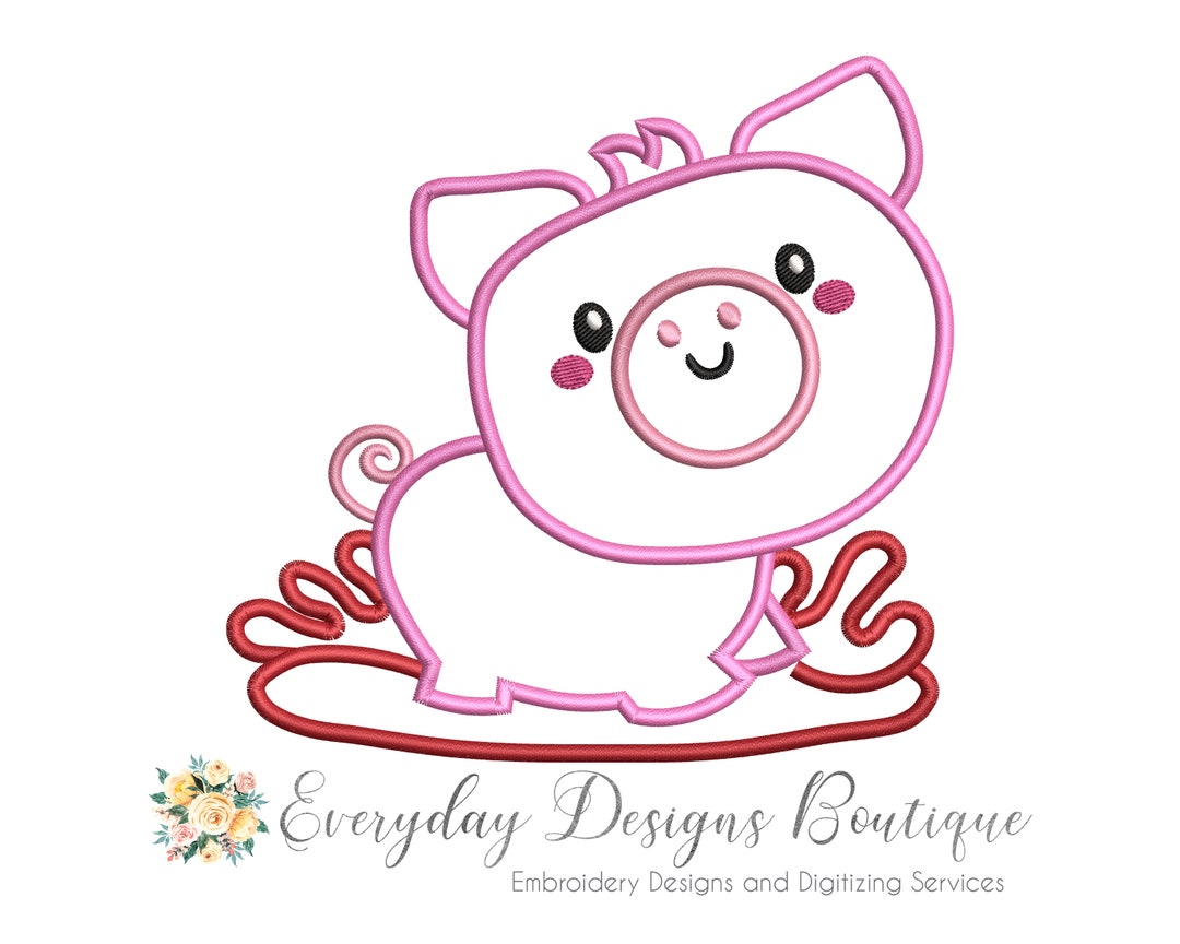 Little Pig Applique Design for Machine Embroidery - Etsy