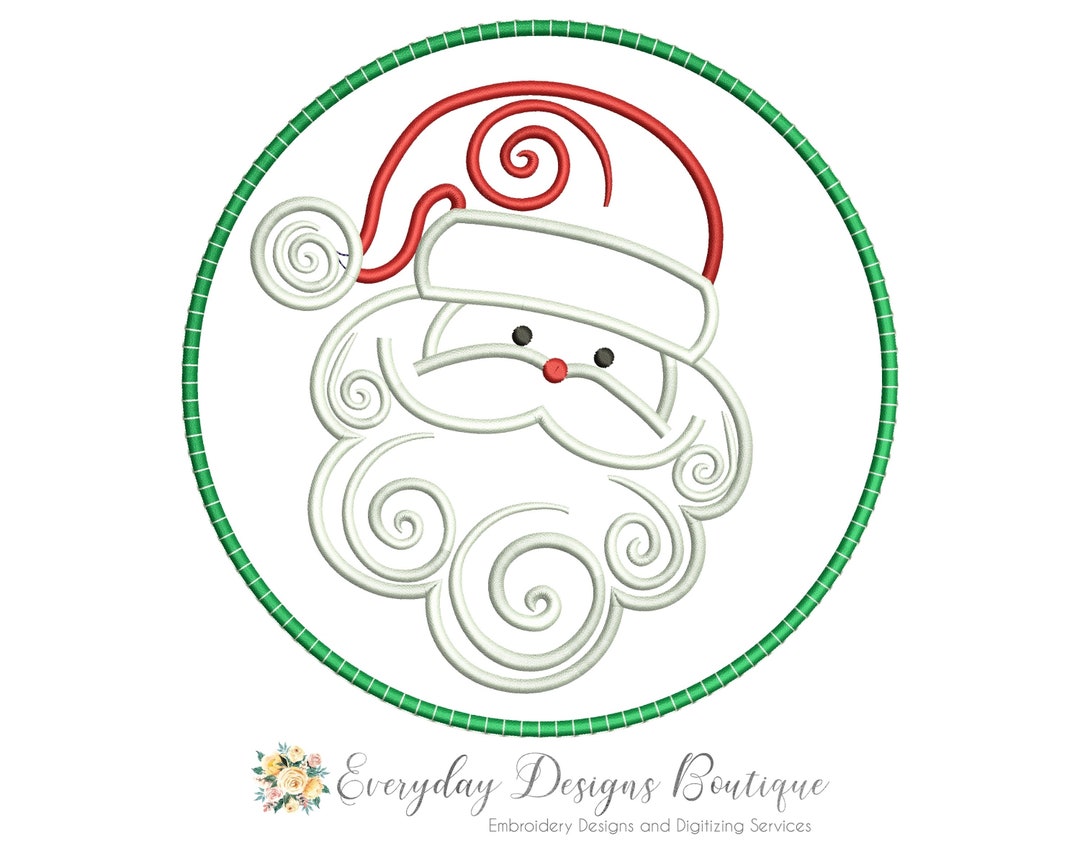 Santa Face Patch Machine Embroidery Applique Design - Santa Face ...