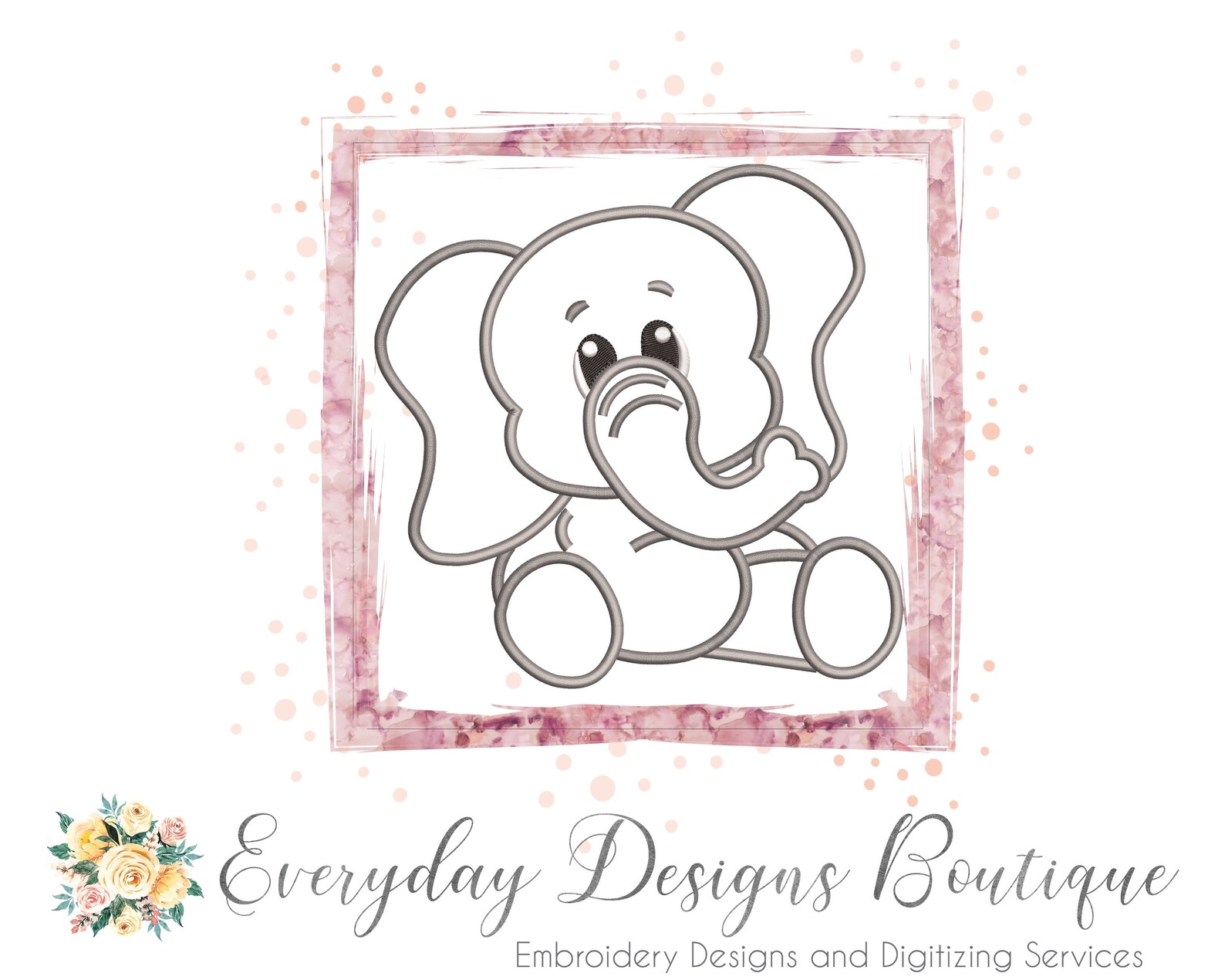 Stuffed With Love Elephant Machine Embroidery Applique Design - Etsy