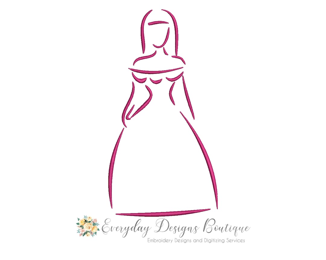 Princess Outline Embroidery Design: Fairy Tale Theme (digital Download ...
