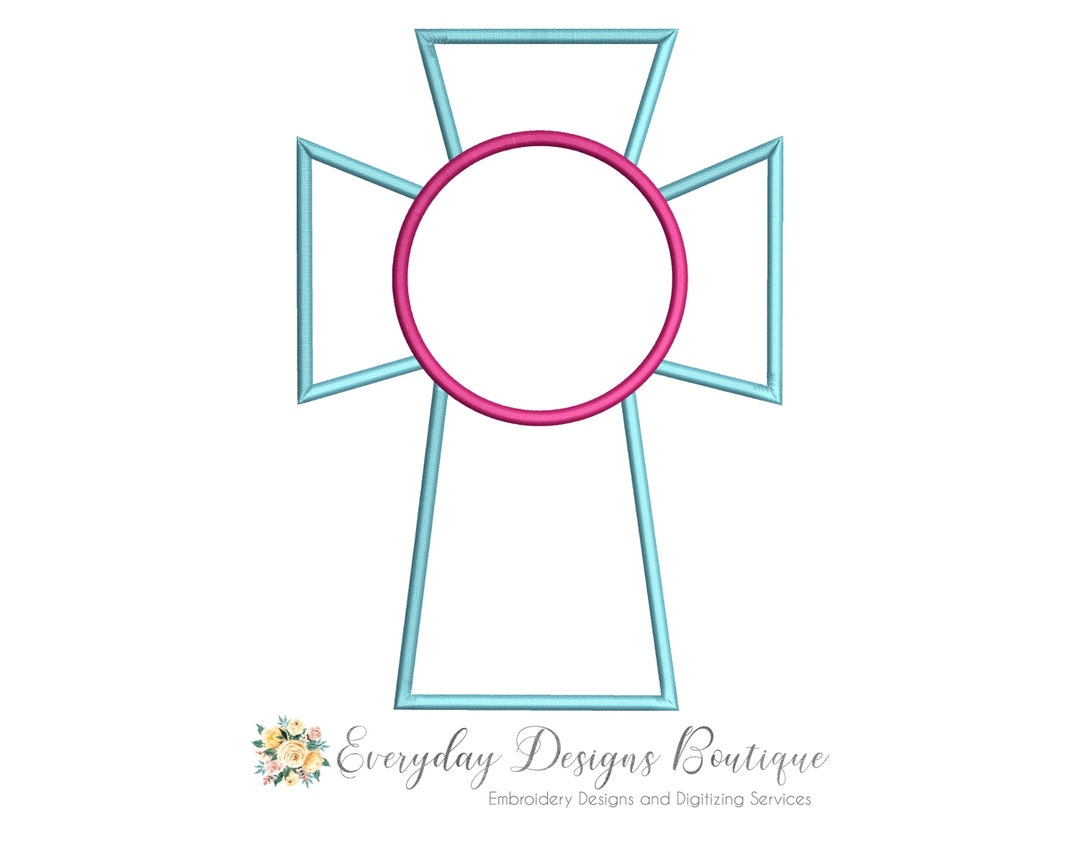 Monogram Cross Machine Embroidery Applique Design - Cross Applique ...