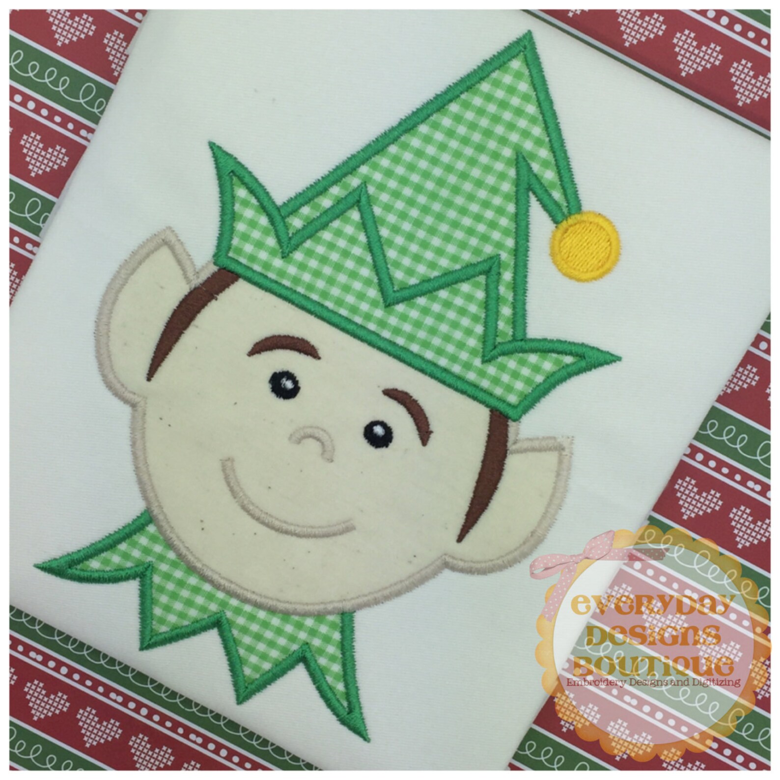 Elf Face Machine Embroidery Applique Design: Christmas Applique ...