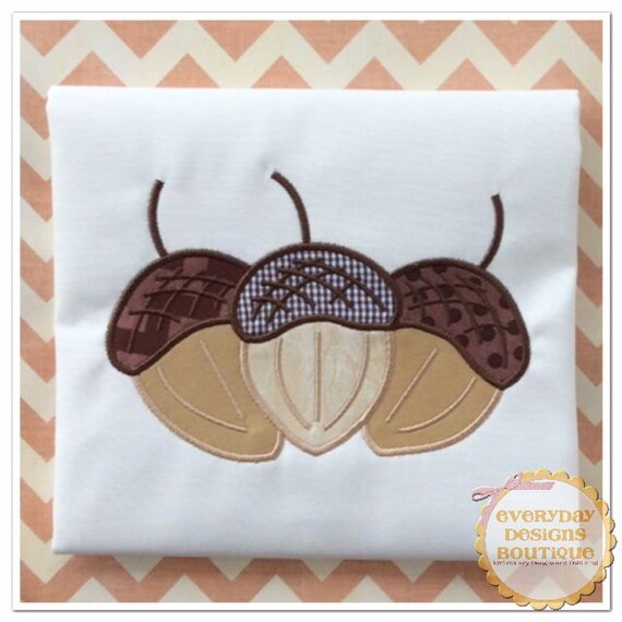 Acorn Trio Machine Embroidery Applique Design Fall | Etsy