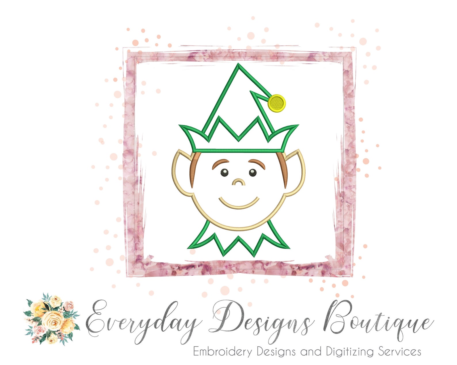 Elf Face Machine Embroidery Applique Design Christmas Elf | Etsy