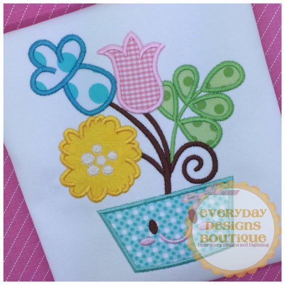 Spring Flowers Machine Embroidery Applique Design | Etsy