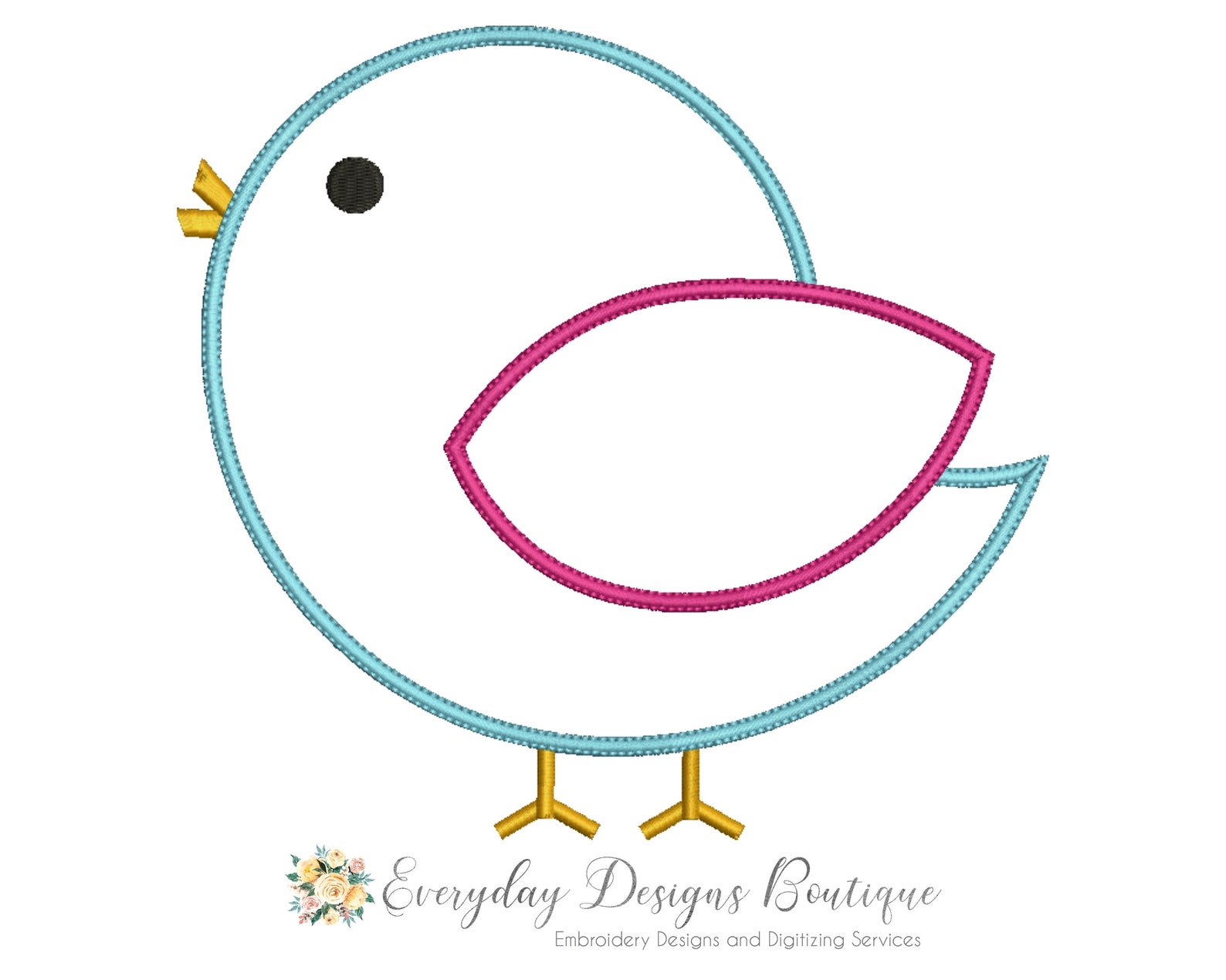 Bird Applique Machine Embroidery Design - Bird Applique - Cute Bird ...