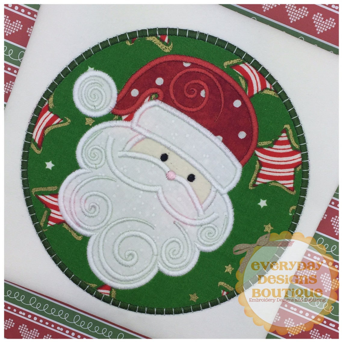 Santa Face Patch Machine Embroidery Applique Design Santa | Etsy