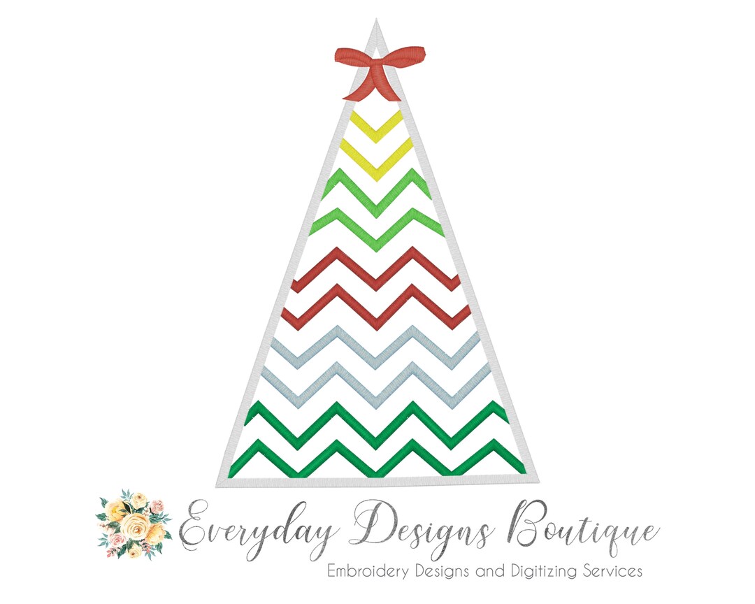 Chevron Christmas Tree Machine Embroidery Design Christmas - Etsy France
