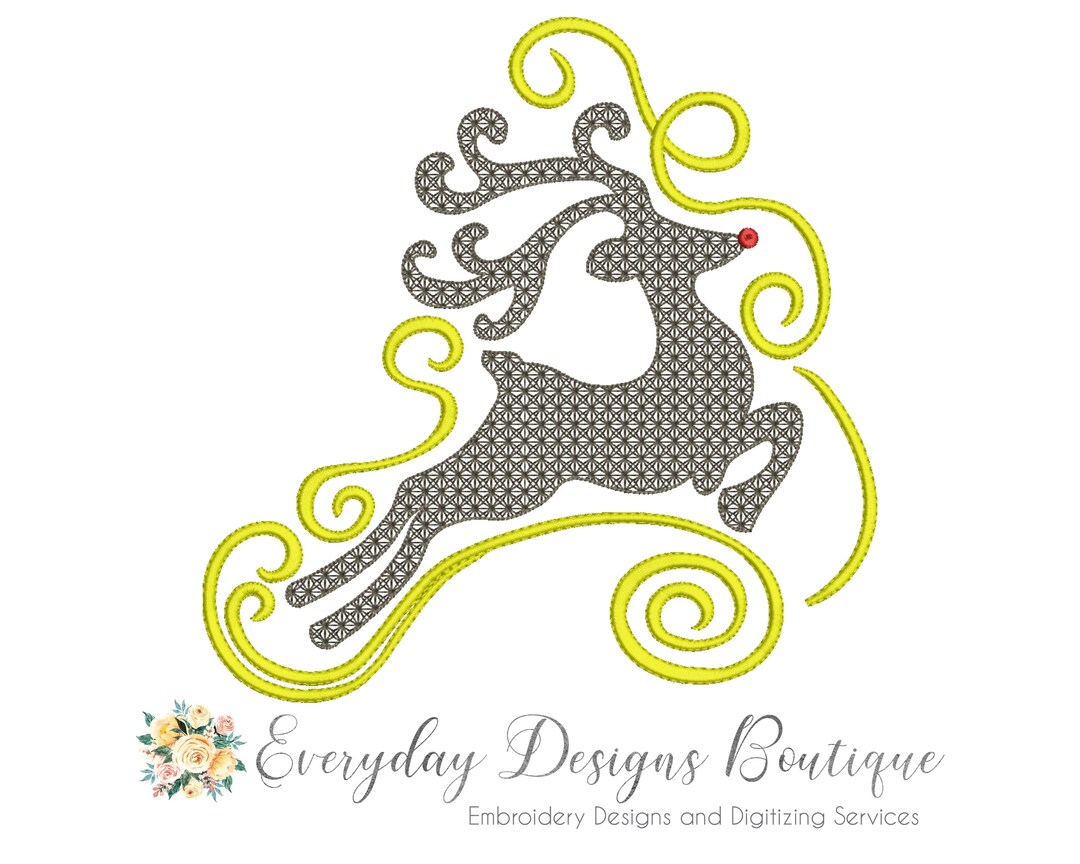Embossed Dancing Rudolph Machine Embroidery Design - Reindeer - Dancing ...