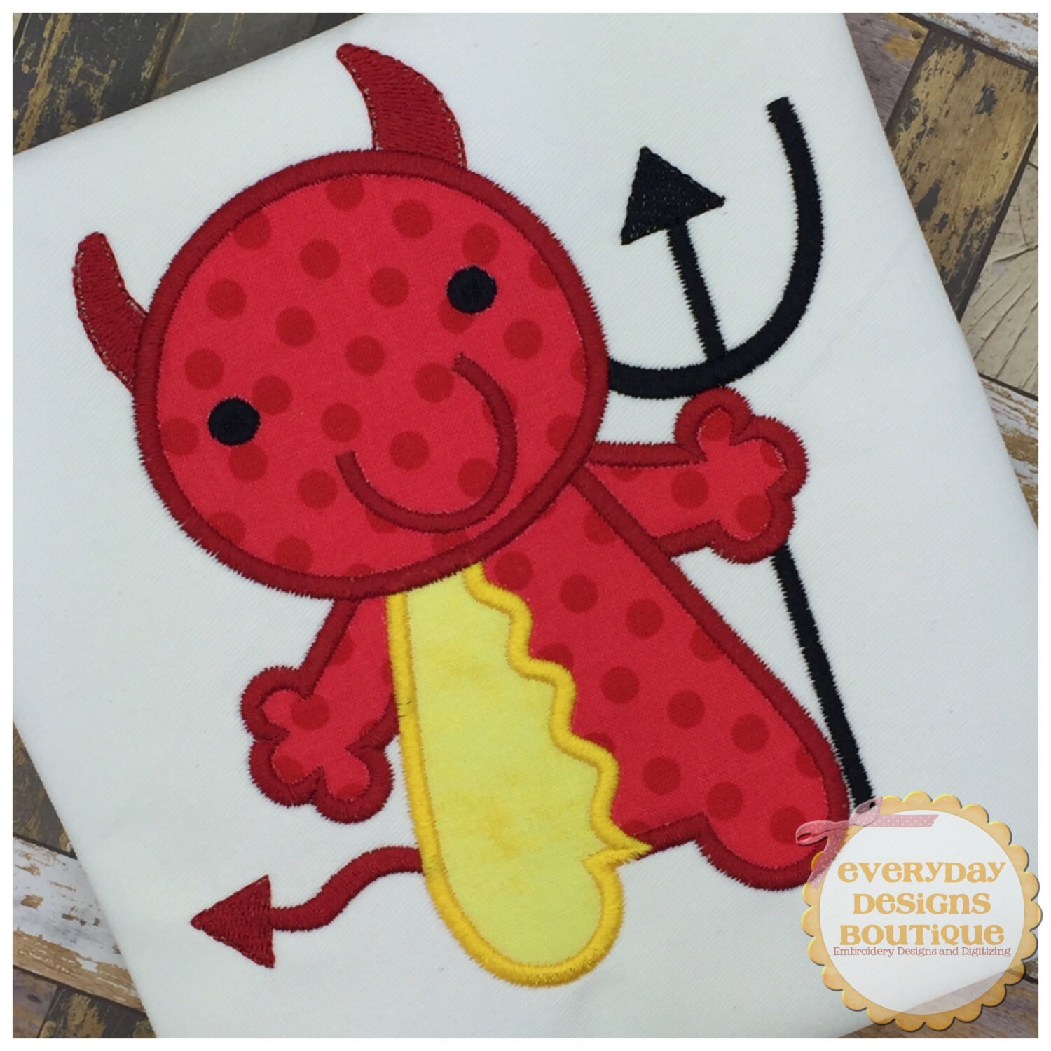 Patchy Devil Applique Design for Machine Embroidery Instant | Etsy