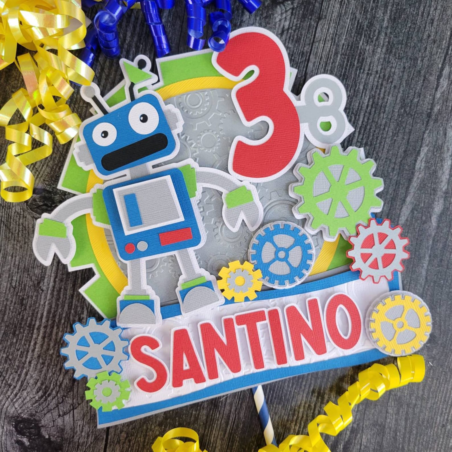 Robot Cake Topper Robot Birthday Centerpiece - Etsy