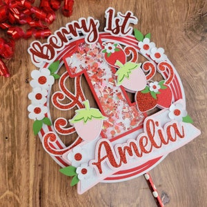 Berry First Cake Topper - Berry 1st Birthday - Strawberry Cake Topper ...