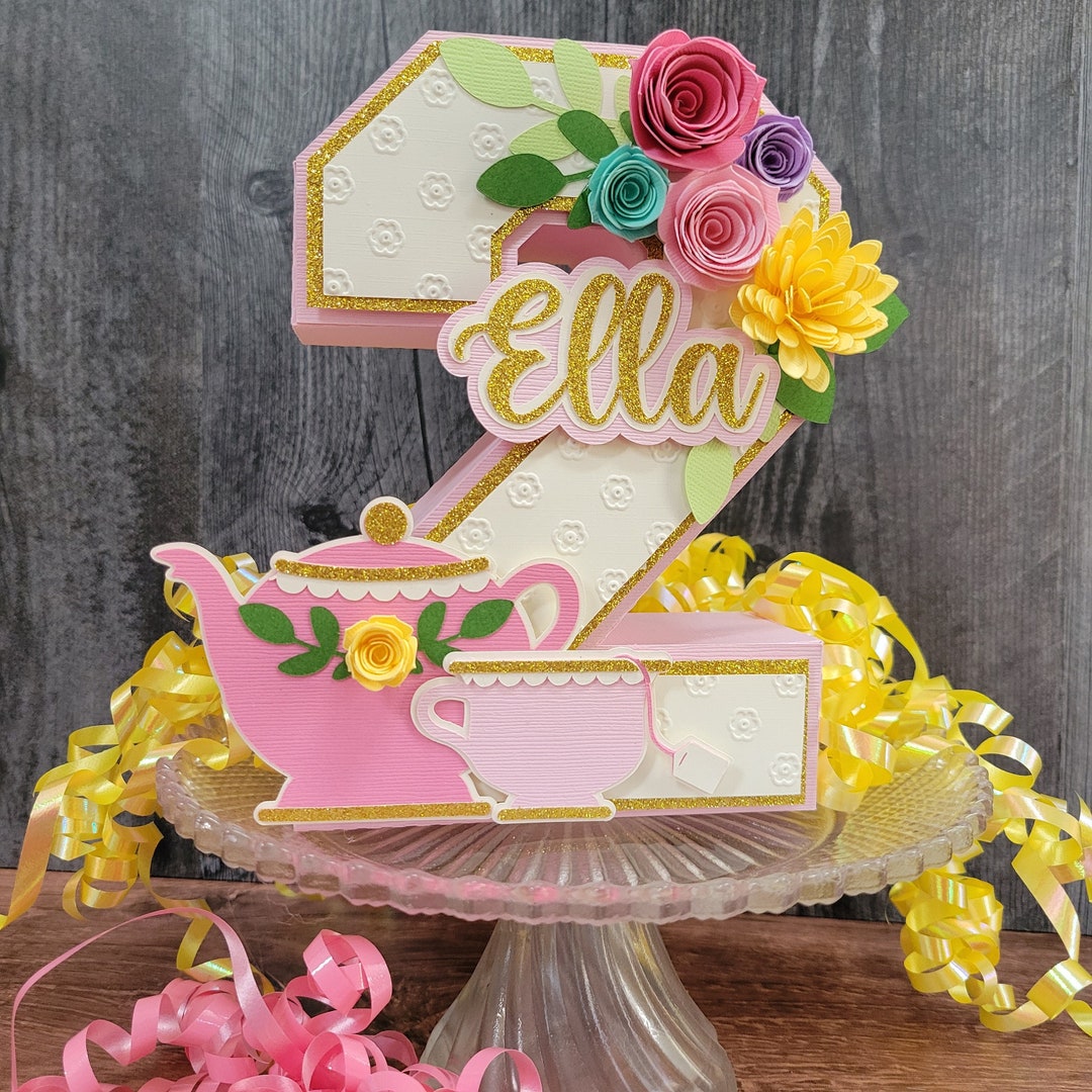 Tea Party Number or Letter: 3D Birthday Decoration - Etsy