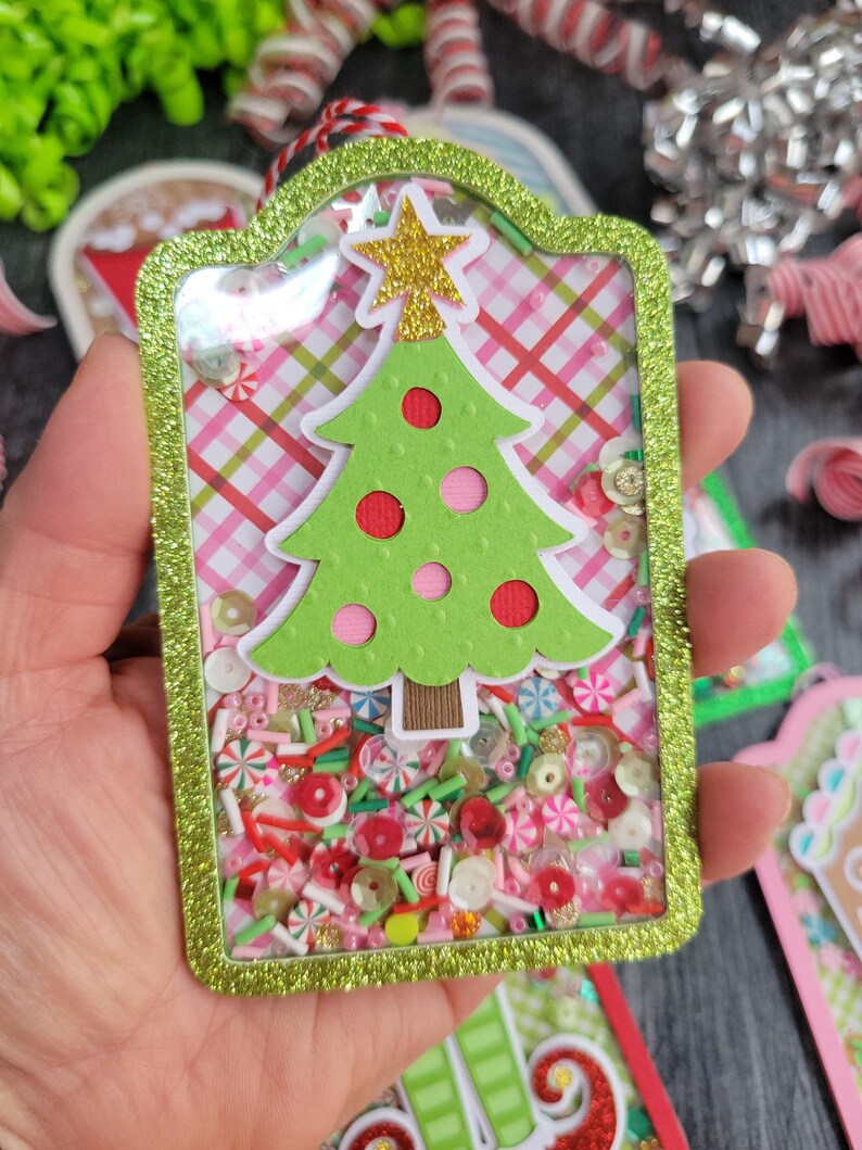 Christmas Shaker Gift Tag - Handmade With Glitter and Holiday ...