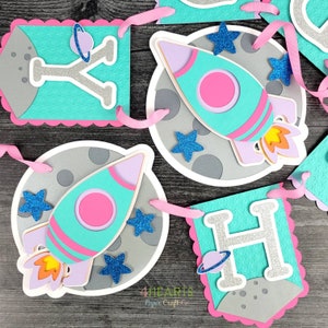 Space Themed Birthday Banner With Planets, Rockets, Moon, and ...