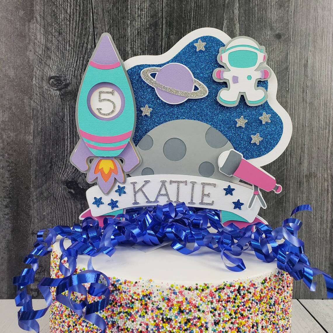 Space Cake Topper Girl Space Topper - Etsy