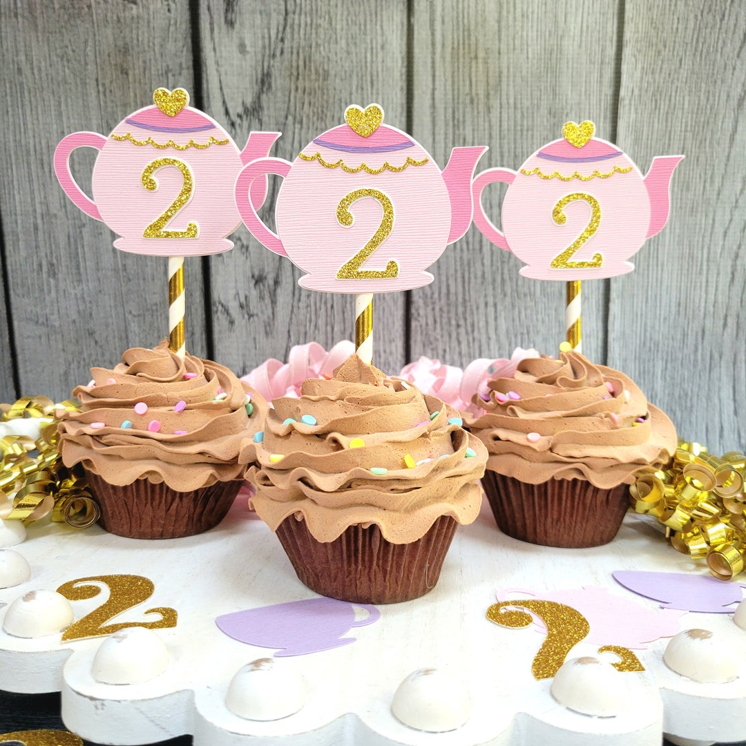 Tea for Two Cupcake Toppers, Teapot Cupcake Toppers - Etsy