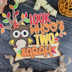 Look Whoo's Two - Fall Owl Cake Topper - Etsy