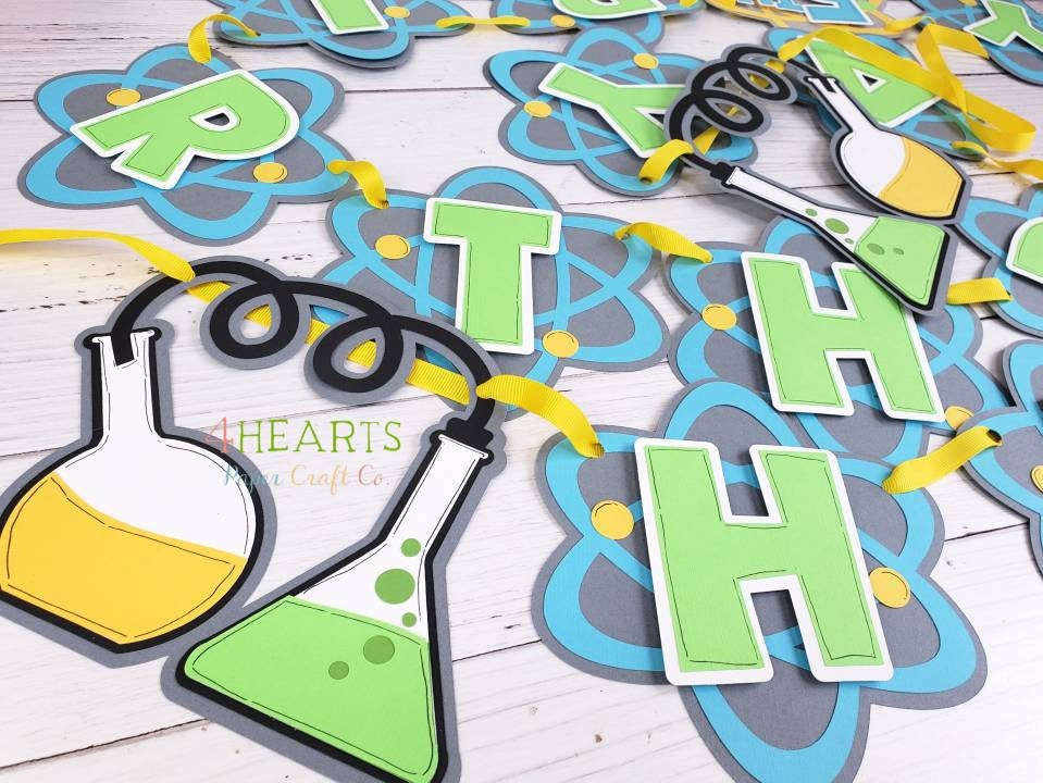 Science Birthday Banner Mad Science Birthday Banner | Etsy