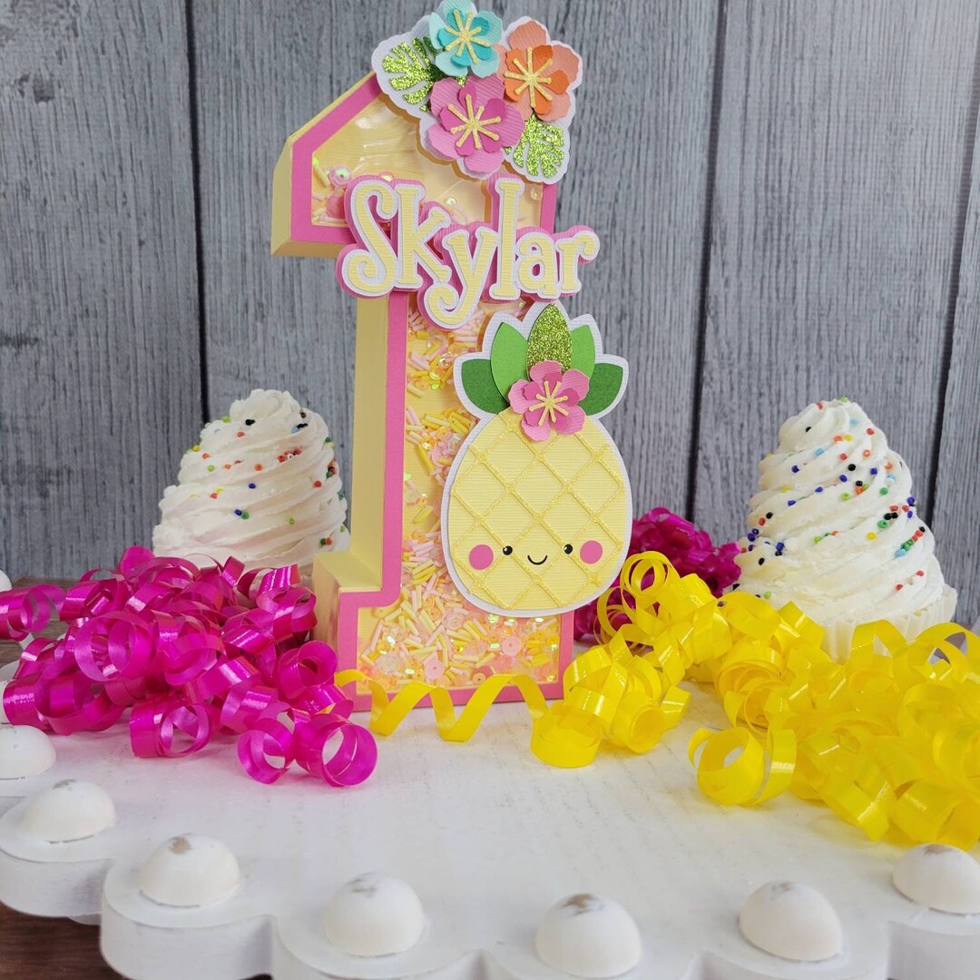 Pineapple 3D Glitter Shaker Number: Pineapple Party Decor - Etsy