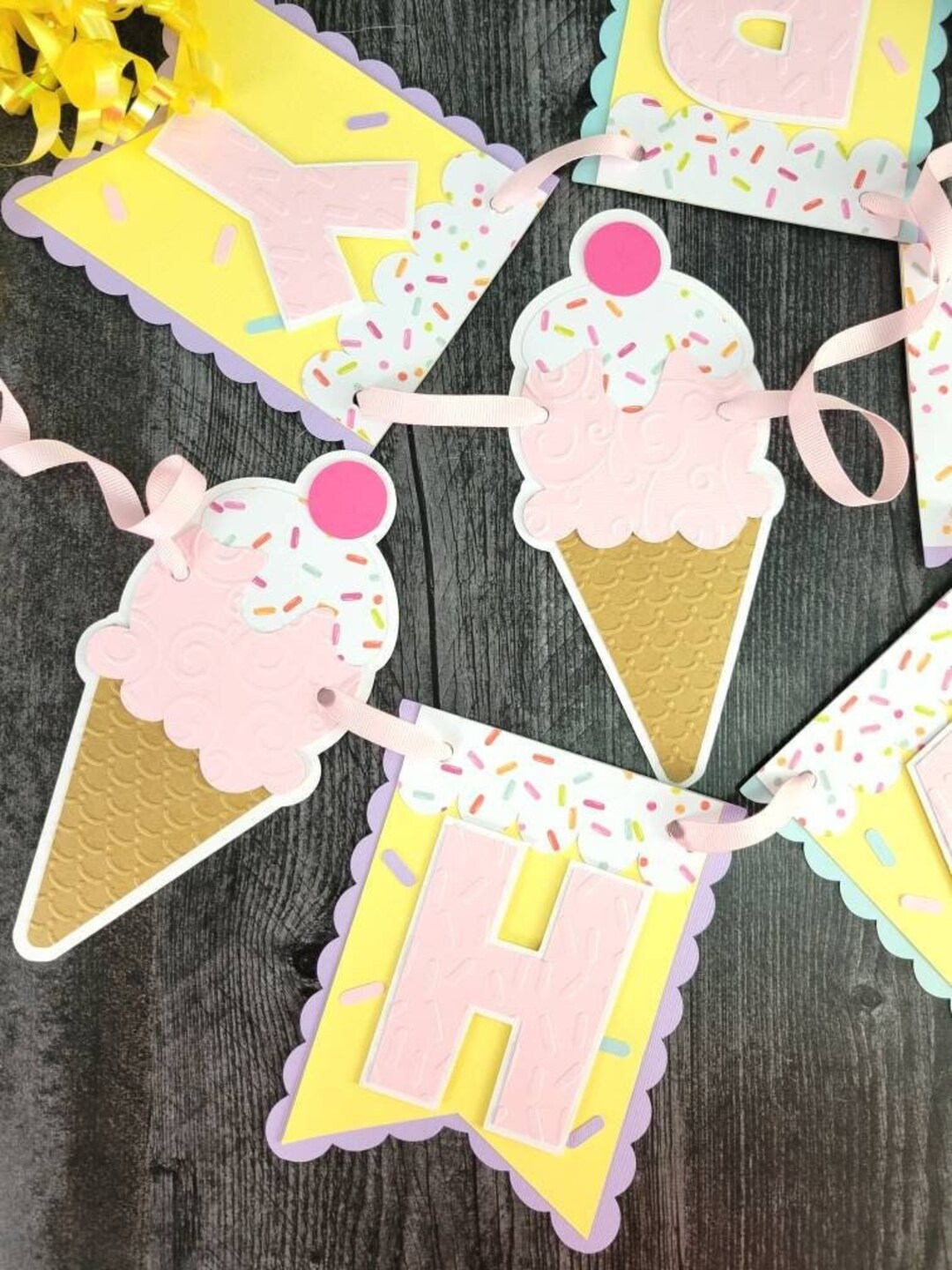 Ice Cream Birthday Banner - Two Sweet Birthday - Etsy