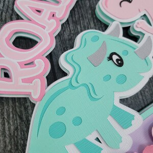 Girl Dinosaur 4th Birthday Cake Topper: ROAR Party Decor - Etsy
