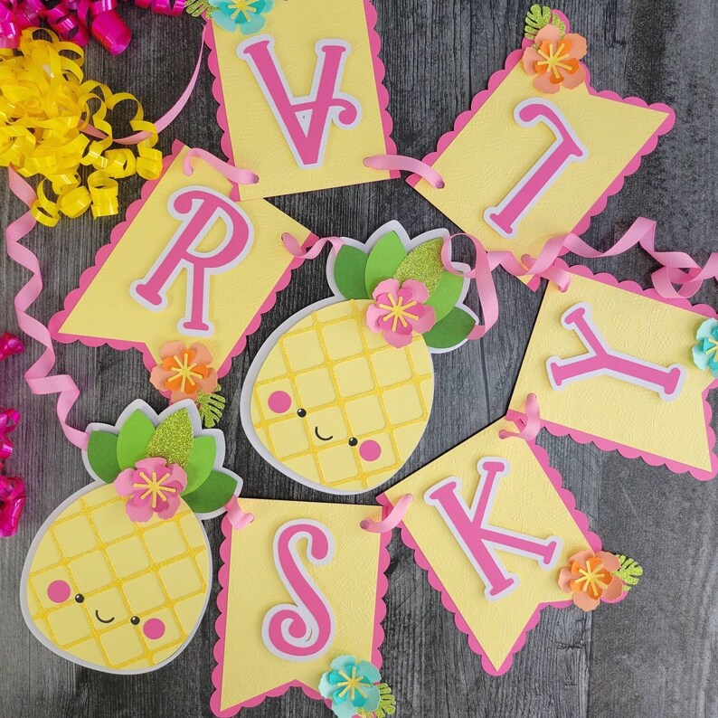 Pineapple Birthday Banner Tropical Birthday Banner - Etsy