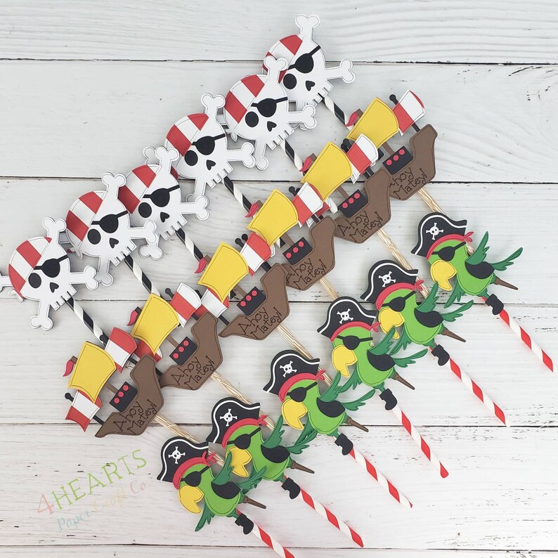 Pirate Cupcake Toppers Pirate Ship Parrot Treasure Chest | Etsy