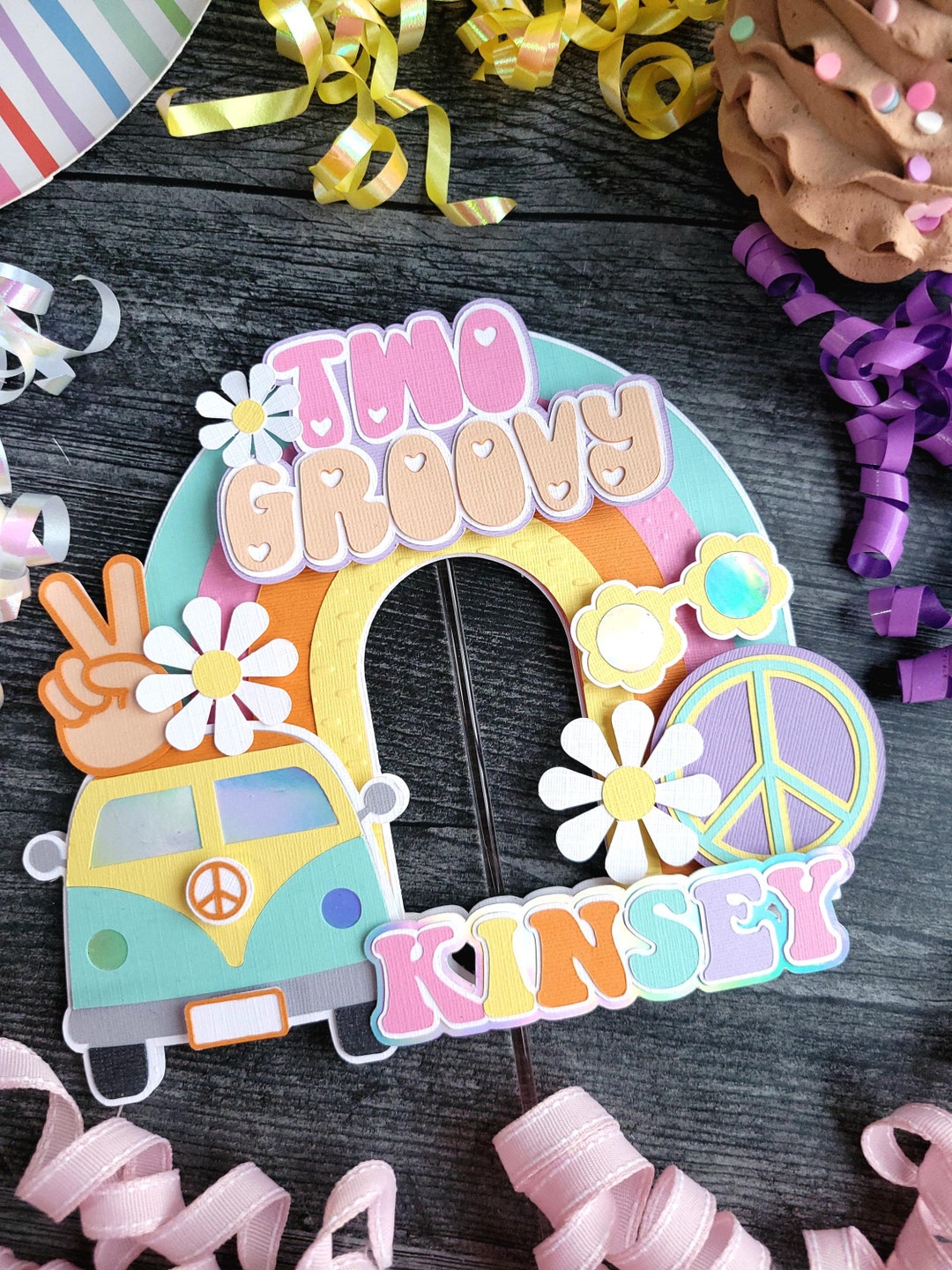 Groovy Cake Topper - Groovy One - Two Groovy - Four Ever Groovy - Five ...