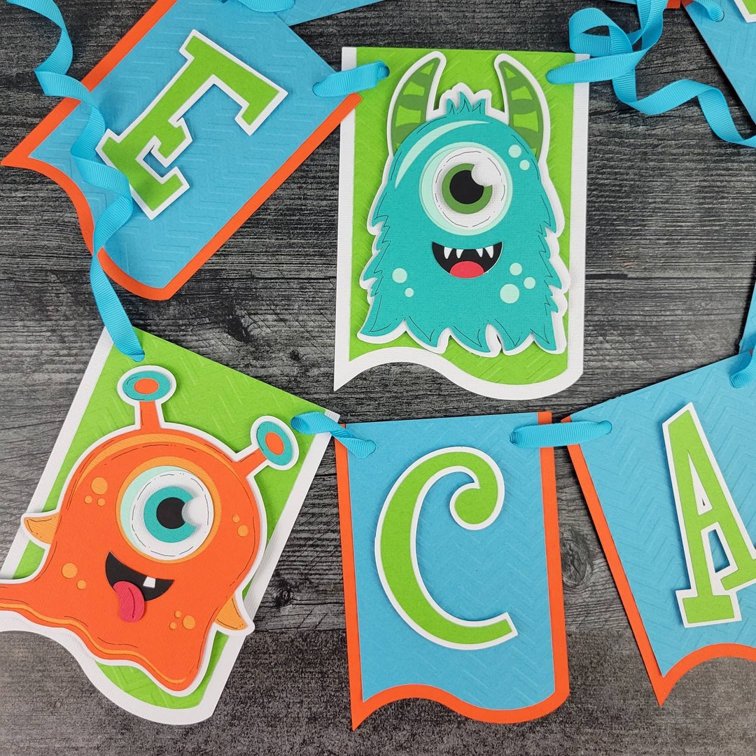 Silly Monster Birthday Banner Little Monster Birthday Banner Monster ...