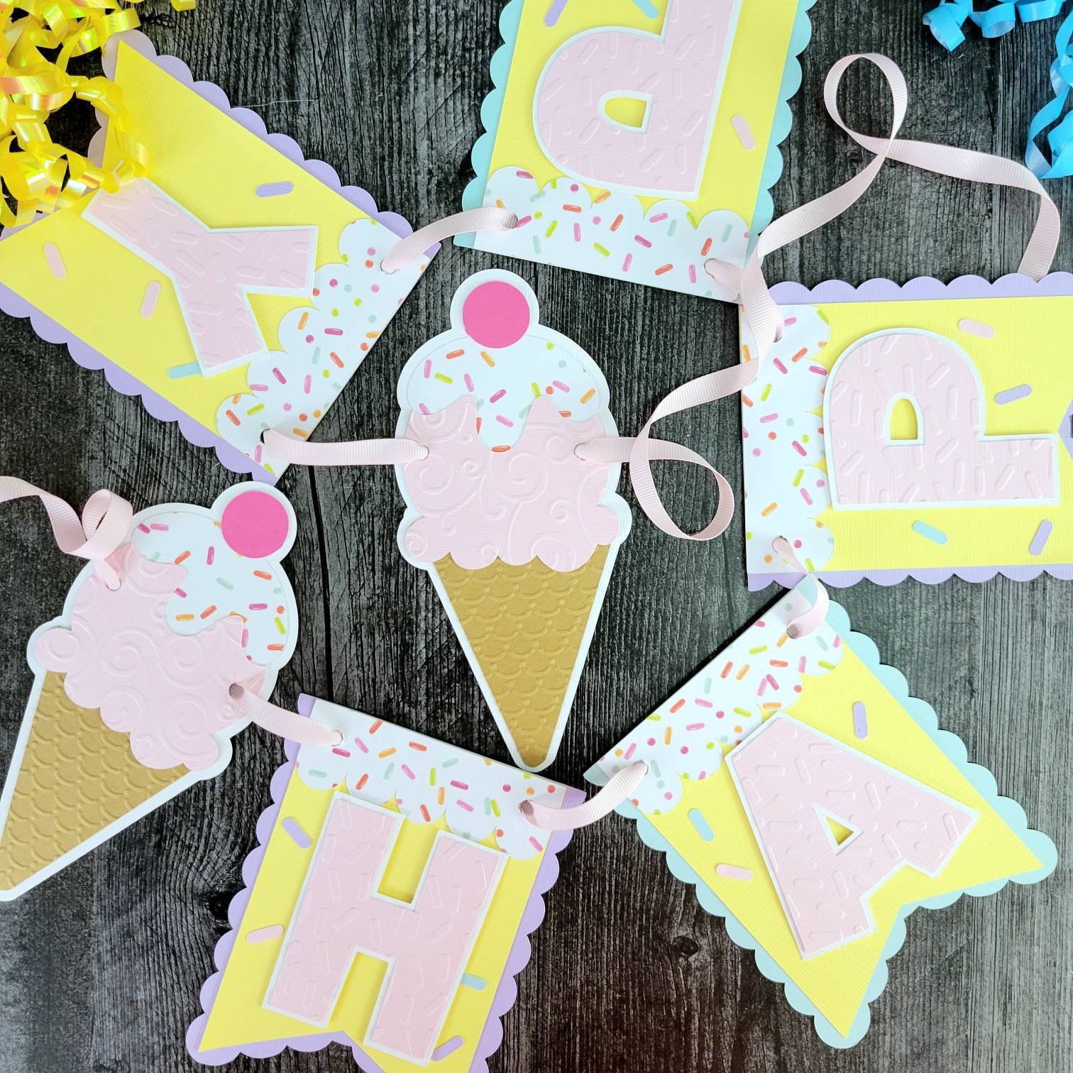 Ice Cream Birthday Banner - Two Sweet Birthday - Etsy