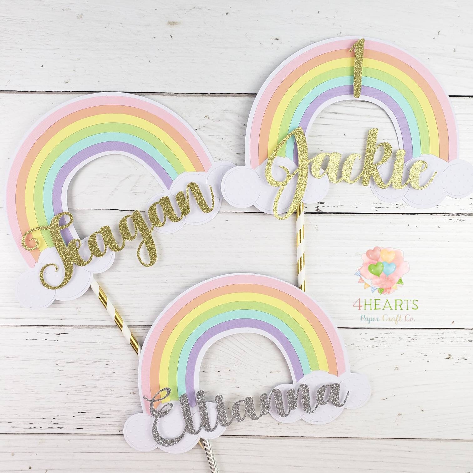 Rainbow Cake Topper - Etsy