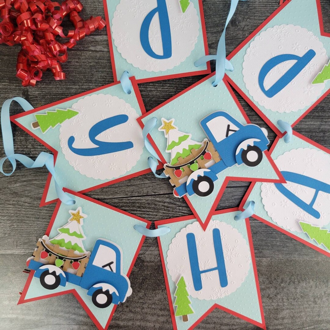Little Blue Truck Christmas Banner - Etsy