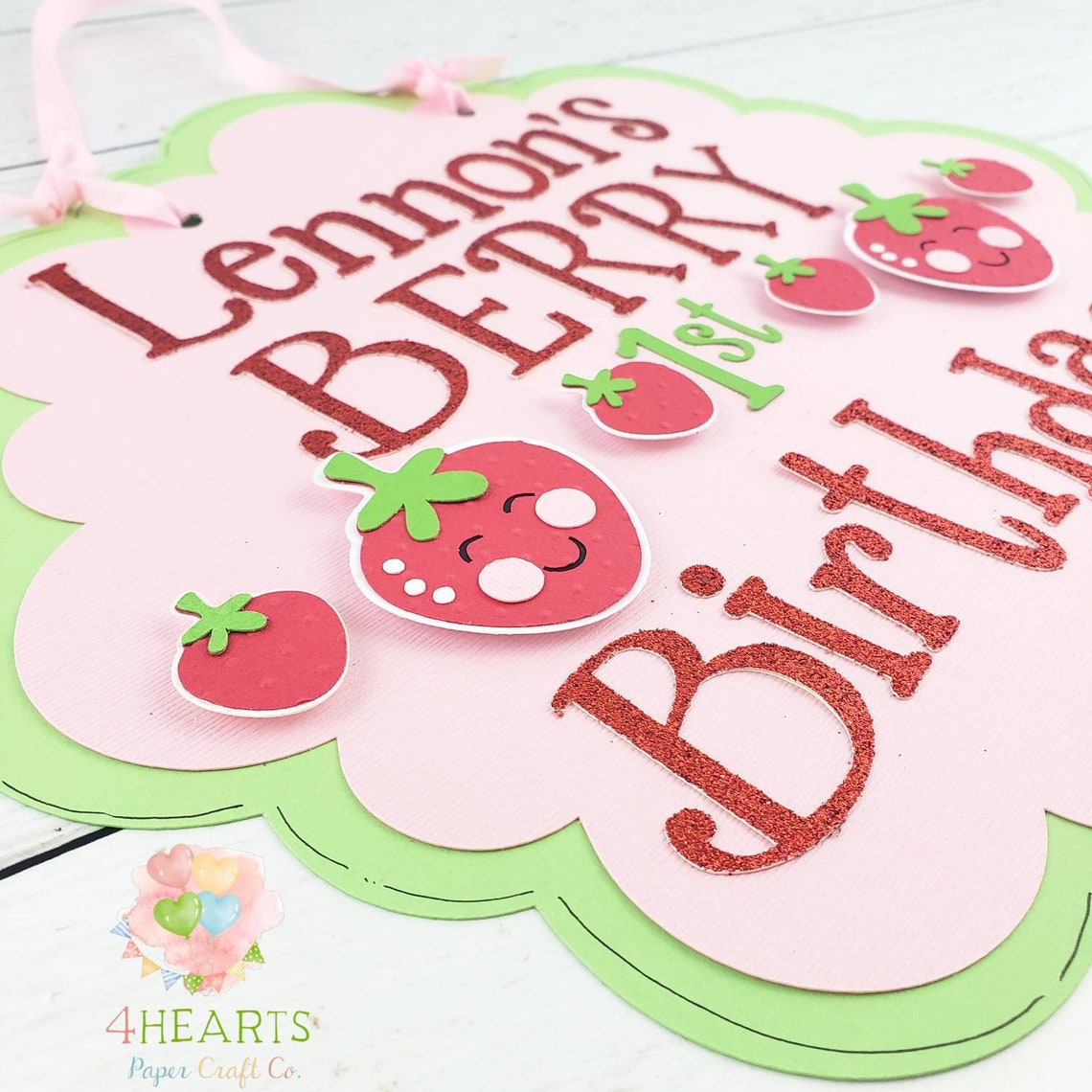 Strawberry Birthday Door Sign | Etsy