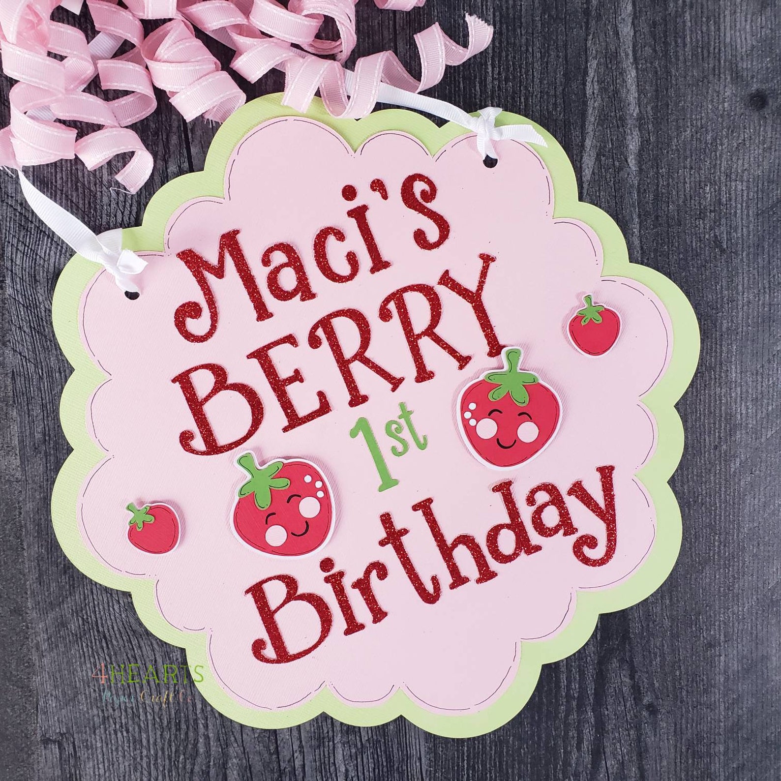 Strawberry Birthday Door Sign | Etsy