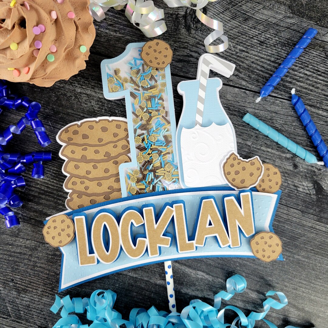 Cookies and Milk Cake Topper - Milk and Cookies Cake Topper - Cookie ...