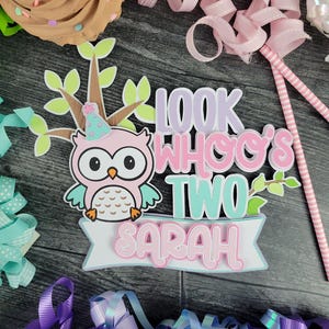 Look Whoo's Two - Owl Birthday Cake Topper - Etsy