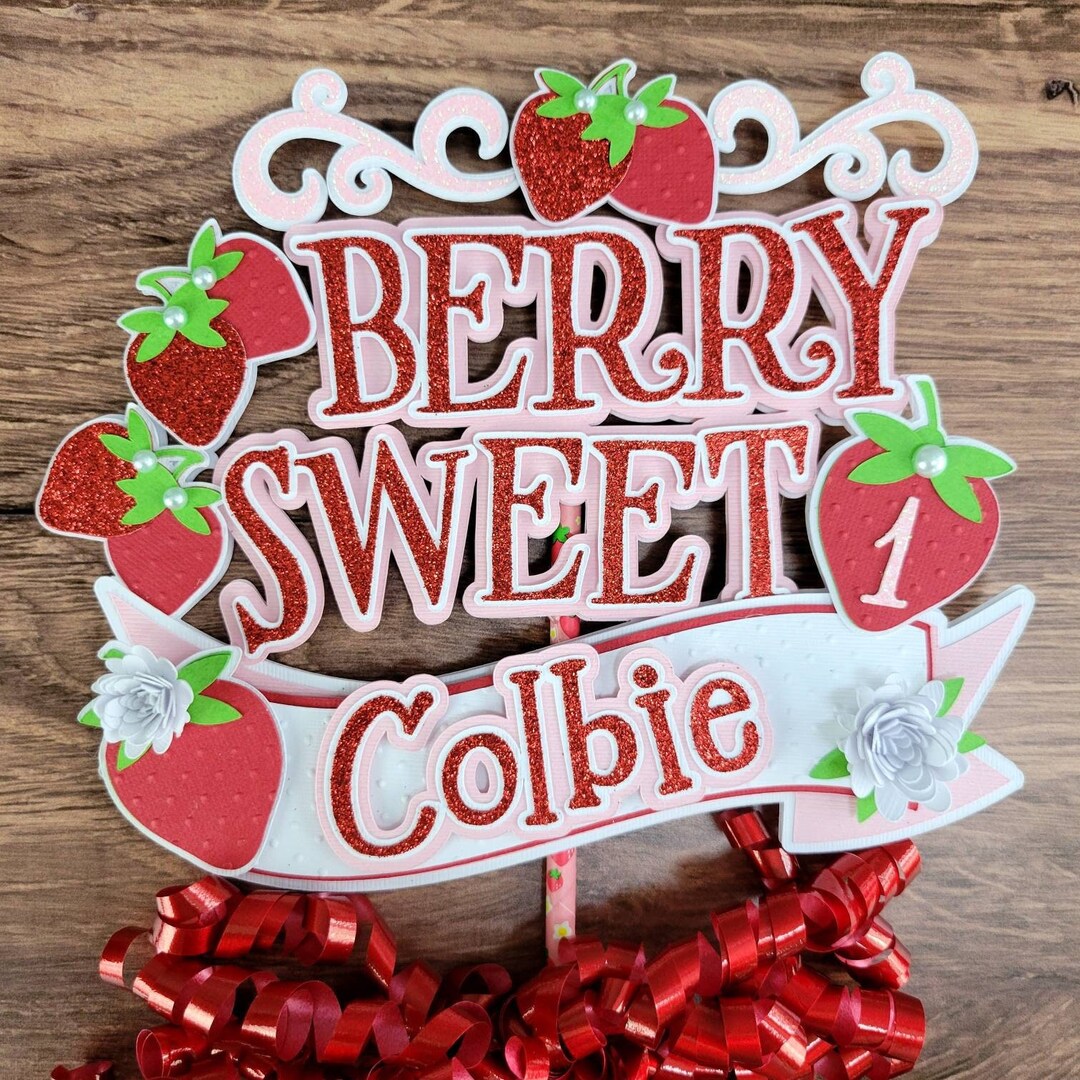 Strawberry Cake Topper Berry Sweet Cake Topper Strawberry Birthday ...