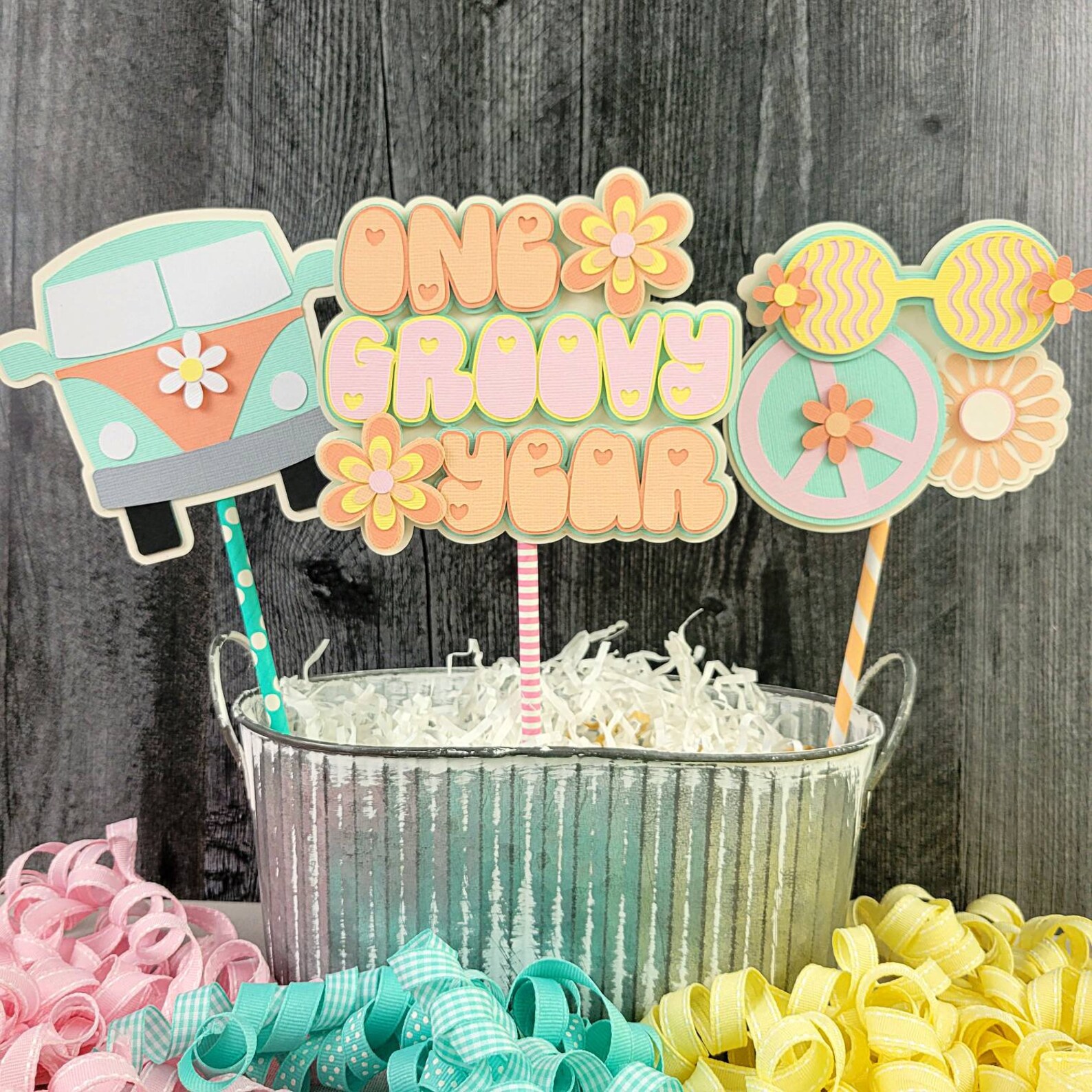 Groovy Centerpiece One Groovy Year Two Groovy Groovy - Etsy