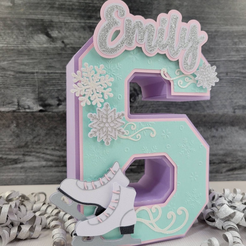 Ice Skating 3D Letter or Number Ice Skating Birthday Ice - Etsy