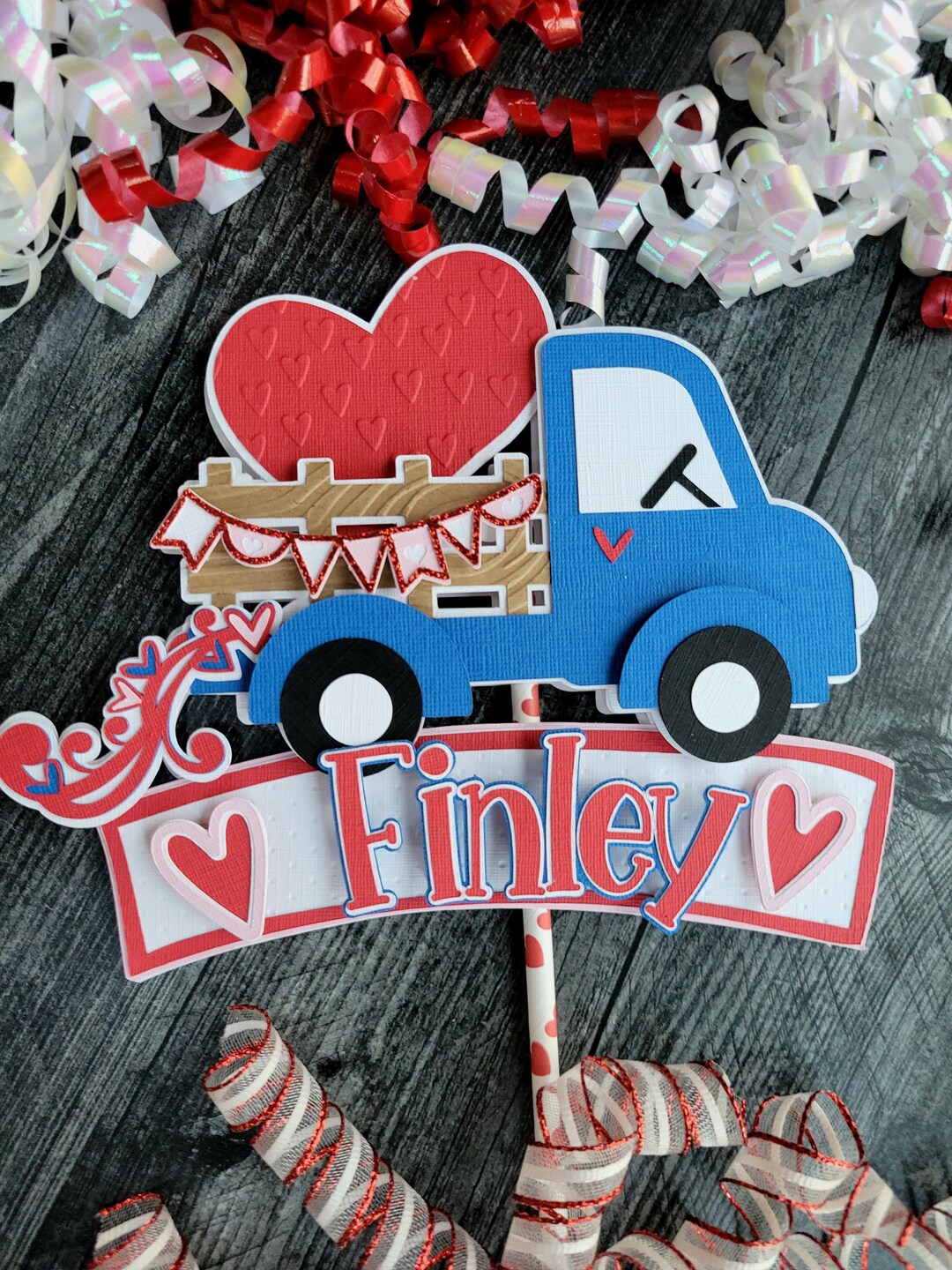 Little Blue Truck Valentine's Day Cake Topper - Etsy