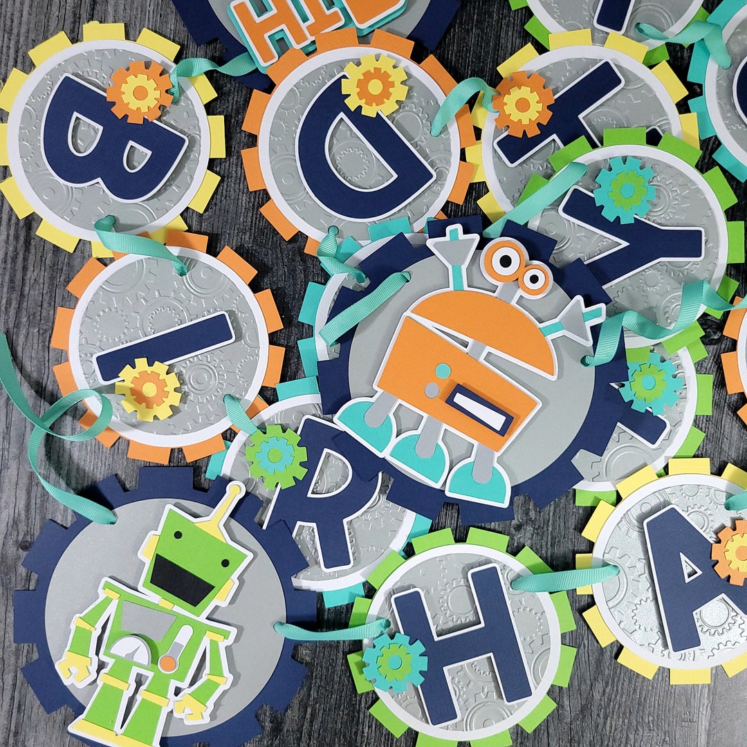 Robot Birthday Banner - Etsy
