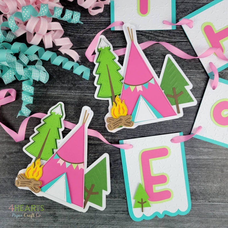 Girls Camping Banner Glamping Birthday Banner | Etsy
